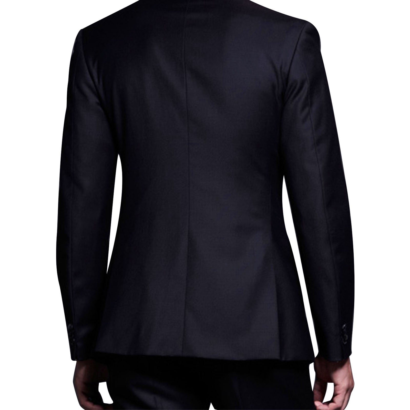 Dark Navy Worsted Wool 2 Piece Suit Jacket and Pants