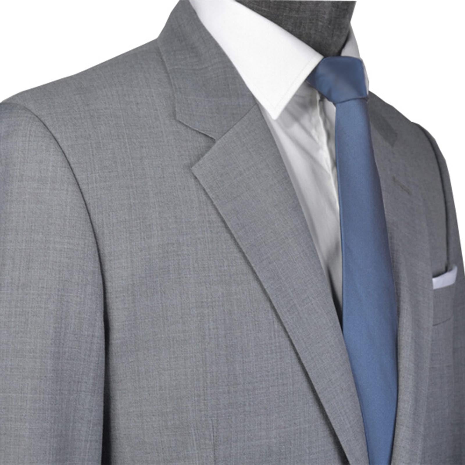 Light Grey Worsted Wool 2 Piece Suit Jacket and Pants