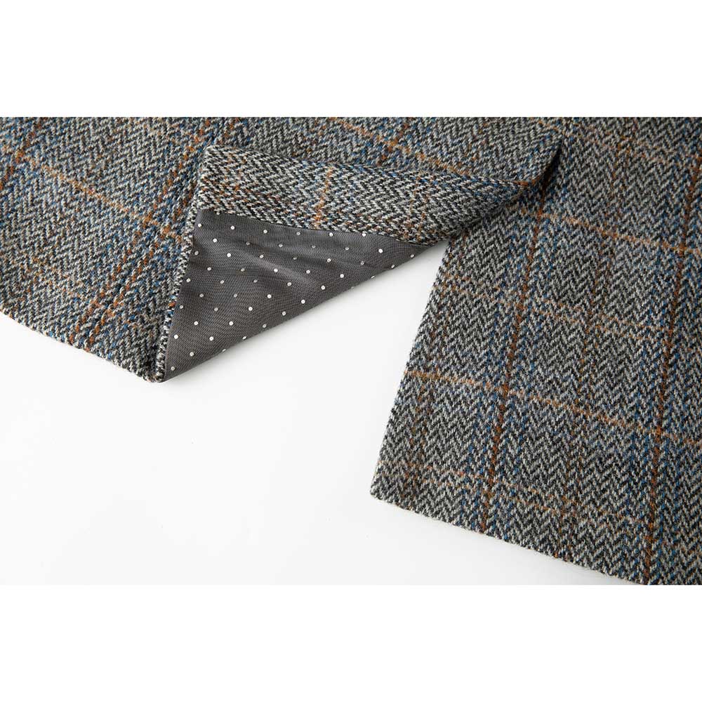 Grey Estate Herringbone Windowpane Tweed 3 Piece Suit