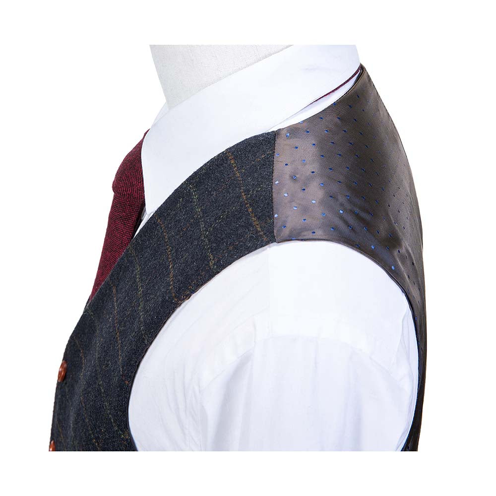 Dark Navy Overcheck Tattersall Tweed 3 Piece Suit