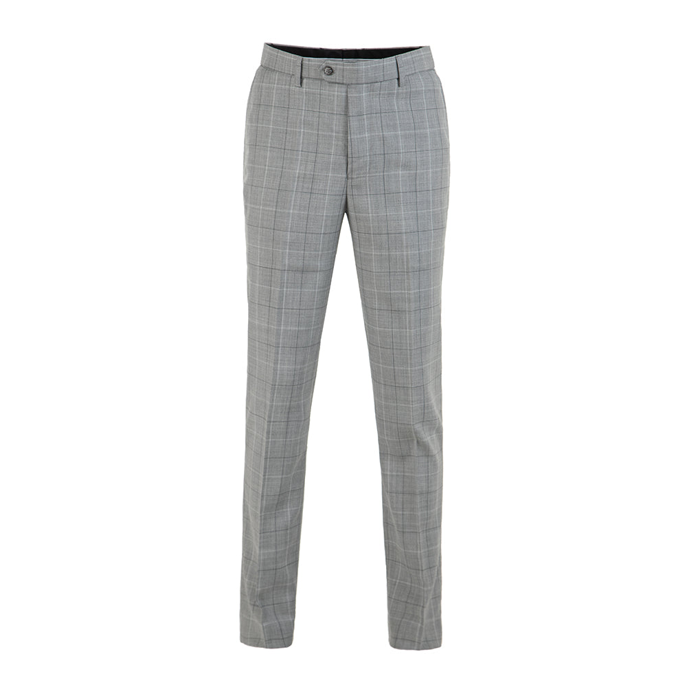 Light Grey Plaid Wool 3 Piece Suit